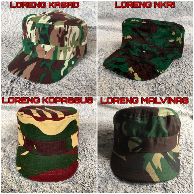 Jual Topi tentara anak model pet komando loreng - Topi tentara 4 varian ...