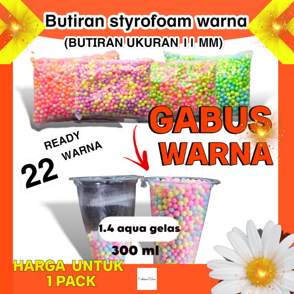 Jual Butiran gabus styrofoam warna warni/ butiran gabus sterofoam untuk ...
