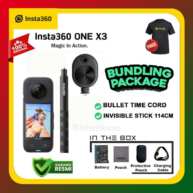 Jual insta360 x3 bundling bullet time cord invisible stick | Shopee ...