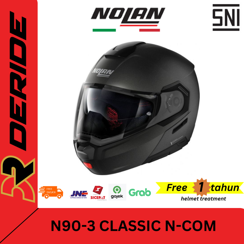 Jual HELM MODULAR NOLAN N90-3 CLASSIC N-COM 010 BLACK DOFF MODULAR FLIP UP SNI ORIGINAL N903 N90 ...