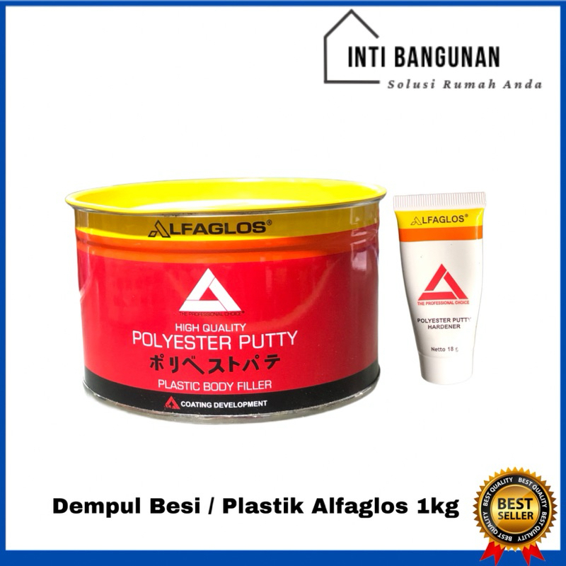Jual Dempul Besi Alfaglos Alfa 1kg 1 kg + Hardener Warna Hijau Dempul ...