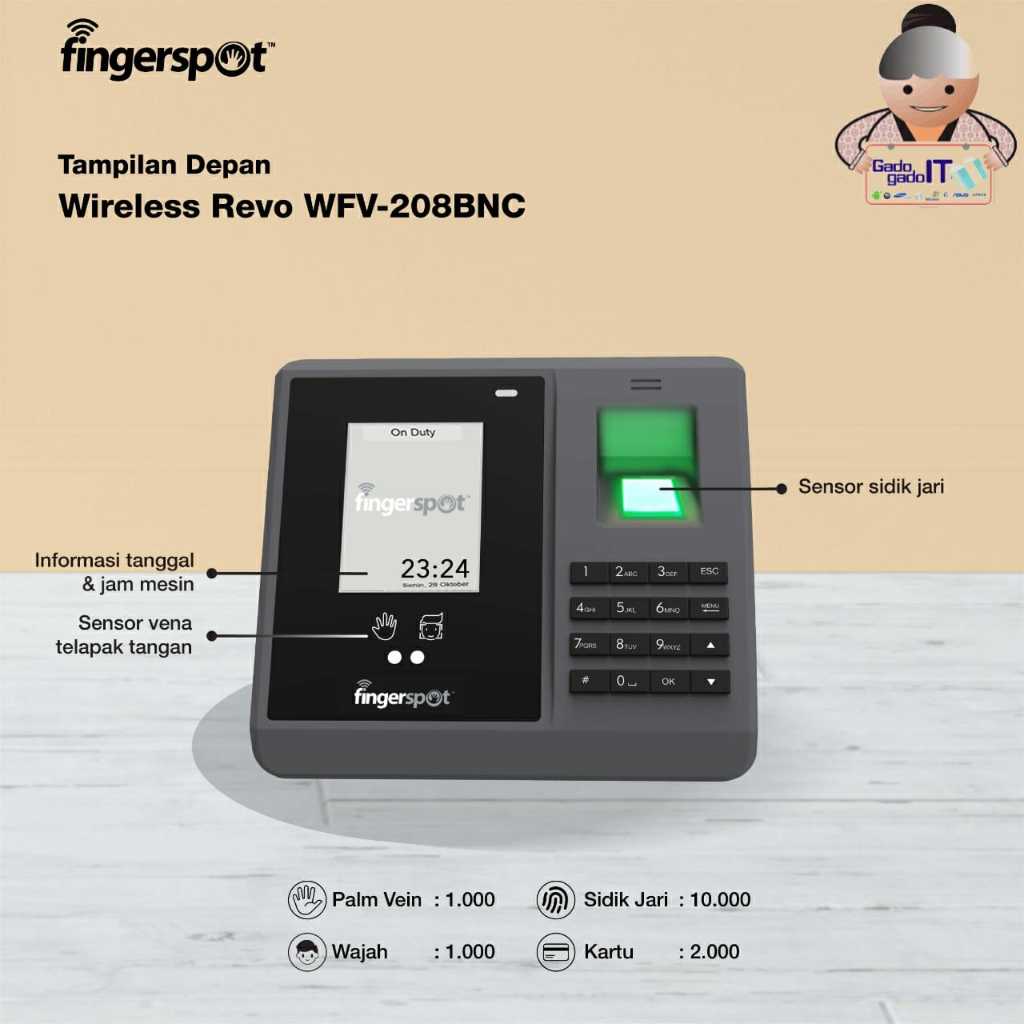 Jual Mesin Absensi Wajah & Sidik Jari Fingerprint Fingerspot WFV-208BNC ...