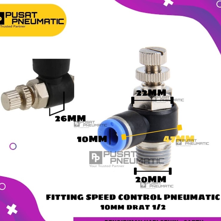 Jual FITTING SPEED CONTROL FLOW CONTROL ELBOW SELANG 1 DRAT 12 INCH g ...