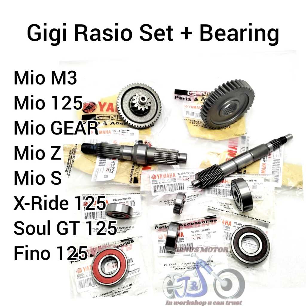 Jual Gigi rasio set + Bearing Yamaha Mio M3 Z S Gear Soul GT Xride Fino ...