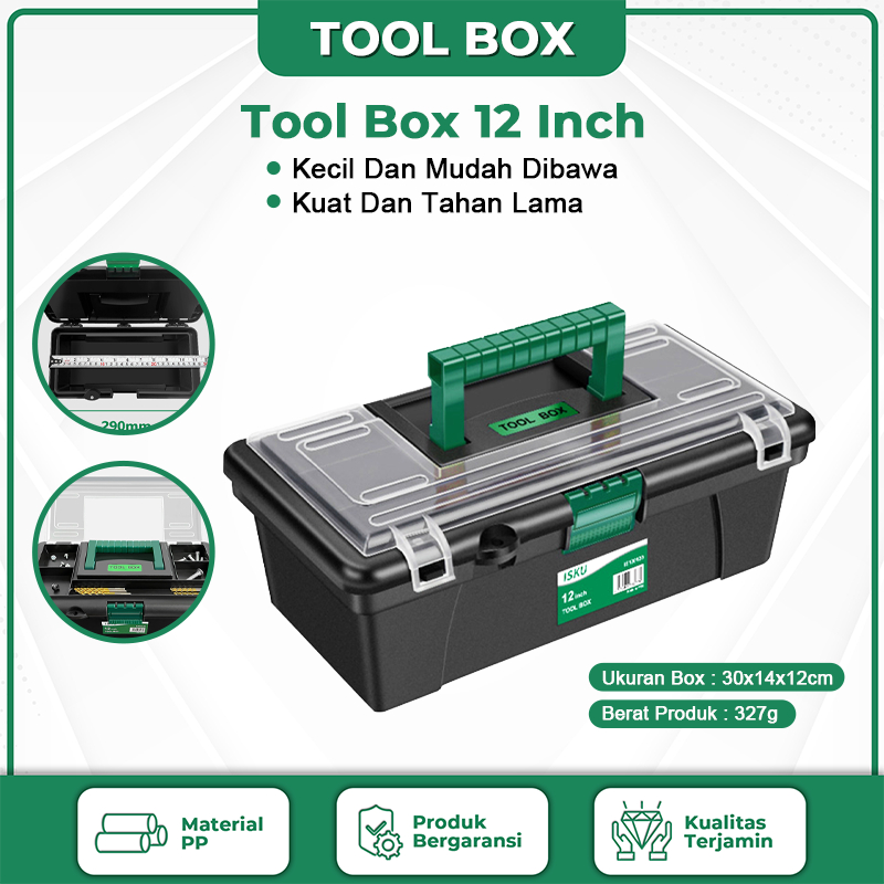 Jual ISKU tool box 12 inch plastik toolbox mini tool box kotak kunci ...