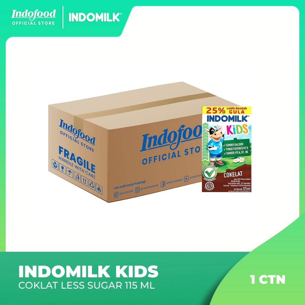 Jual 1 ctn - Indomilk Kids Coklat Less Sugar 115 Ml | Shopee Indonesia