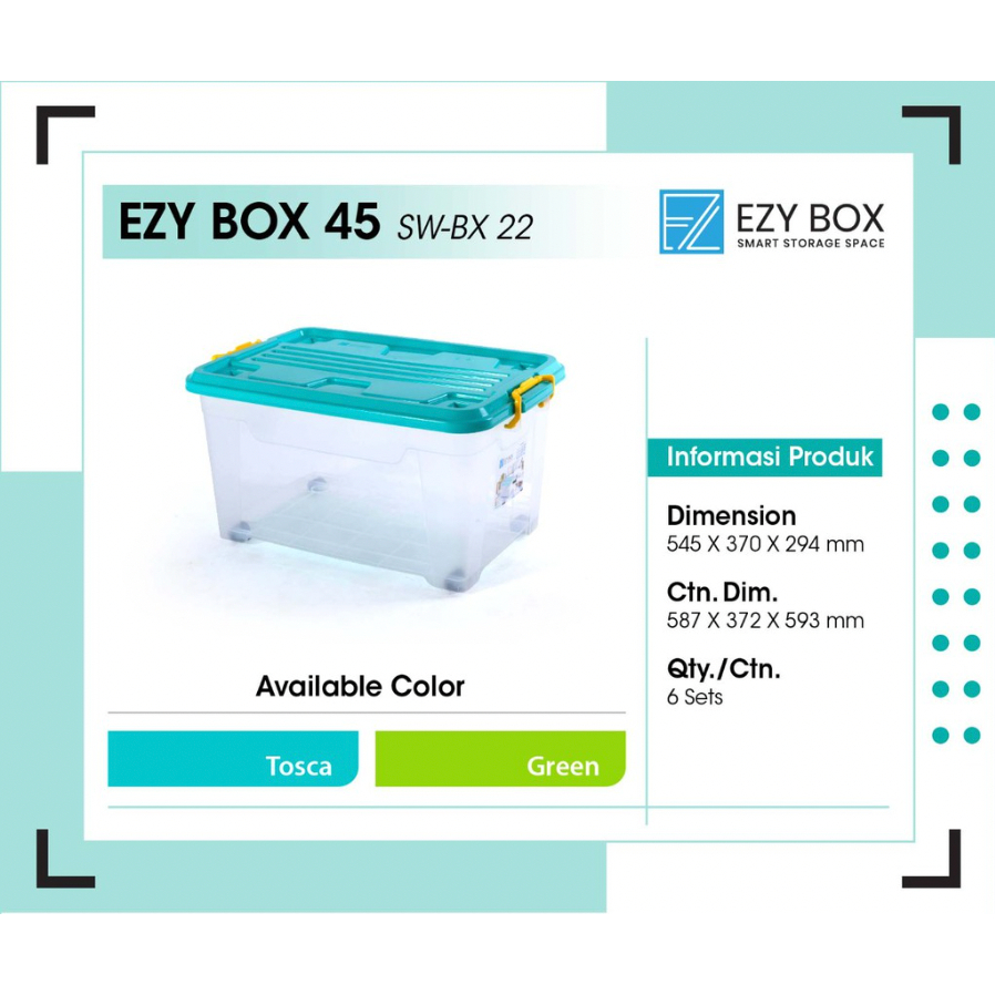 Jual CONTAINER BOX EZY CB 52 LITER TEMPAT PENYIMPANAN WADAH PLASTIK ...