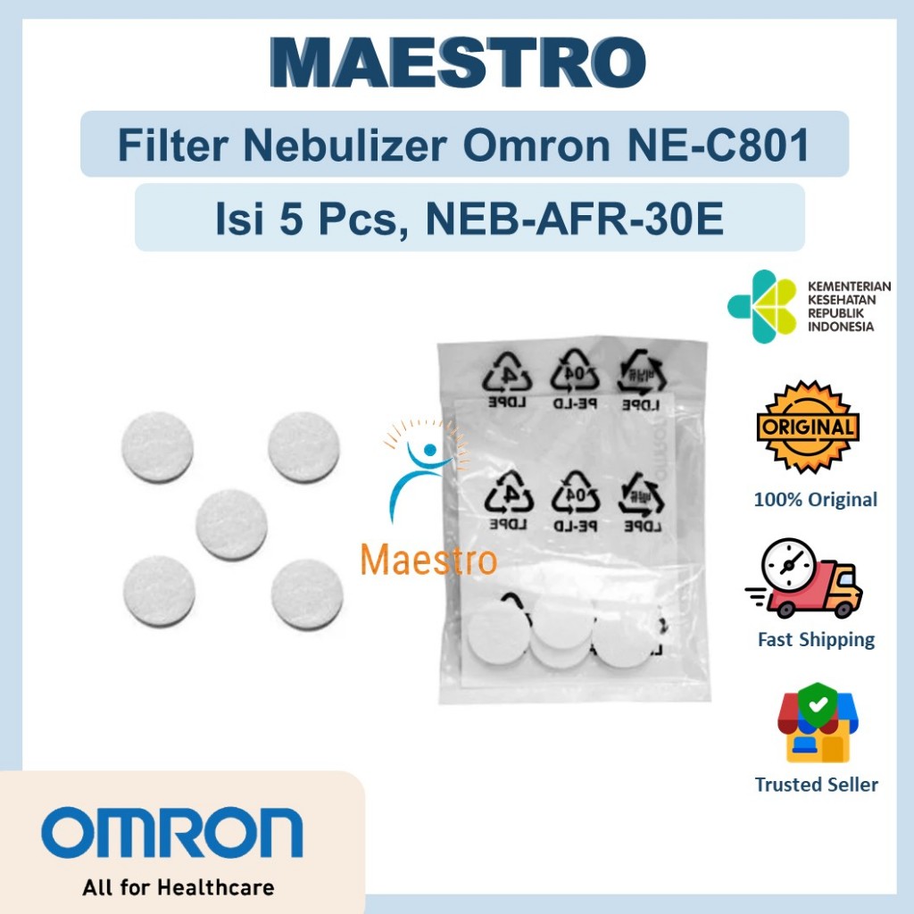 Jual Filter Udara Nebulizer OMRON NE-C801 Isi 5 Nebu NEC801 NEB-AFR-30 ...