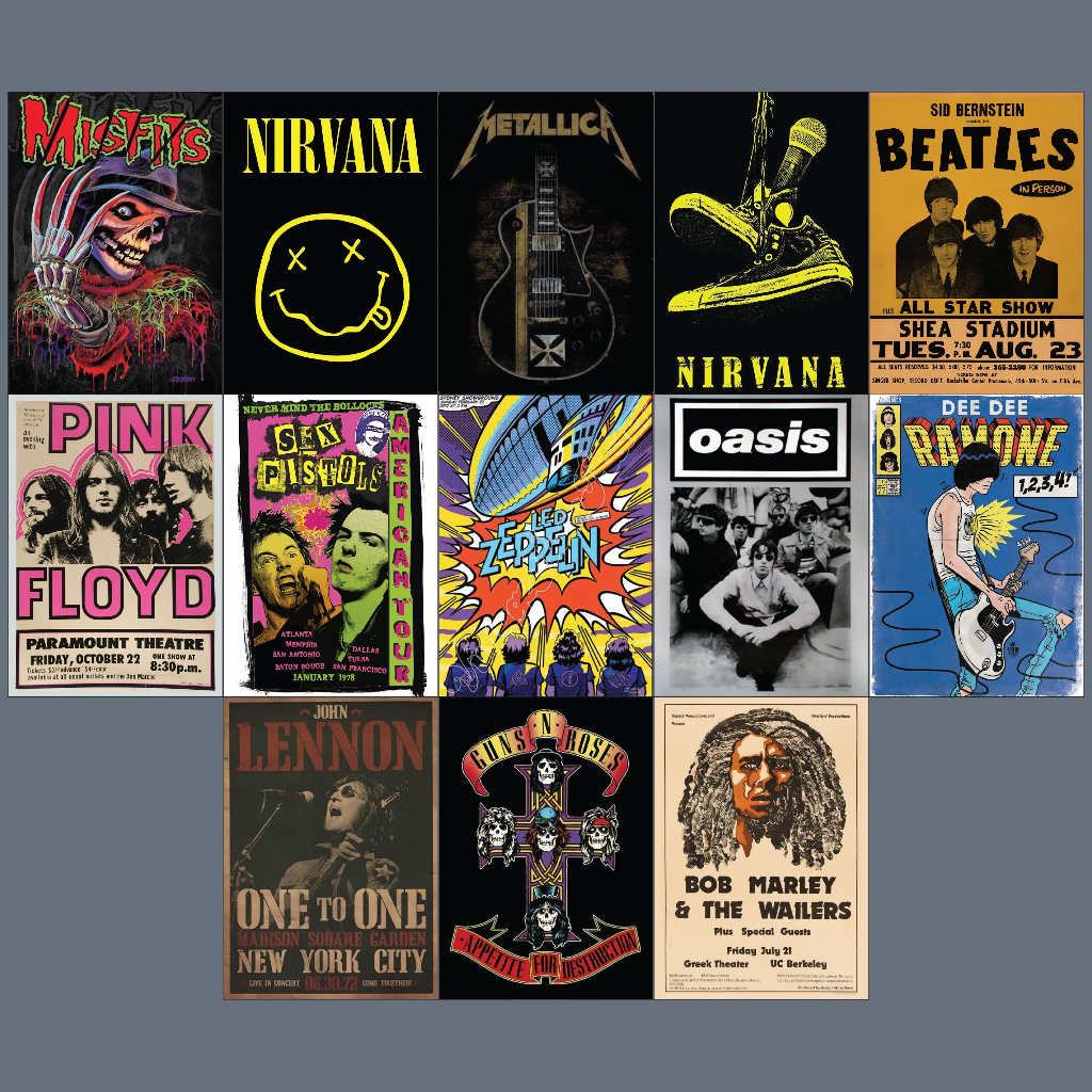 Jual STIKER POSTER BAND ISI 117pcs | DELUSIONWALL | STIKER DINDING BAND ...