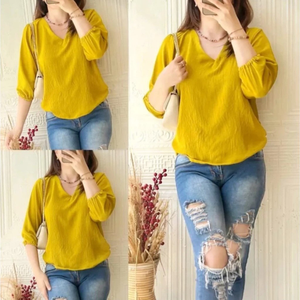 Jual BLOUSE WANITA MURAH CRINKLE AIRFLOW,,ATASAN WANITA TERBARU,BLOUSE ...