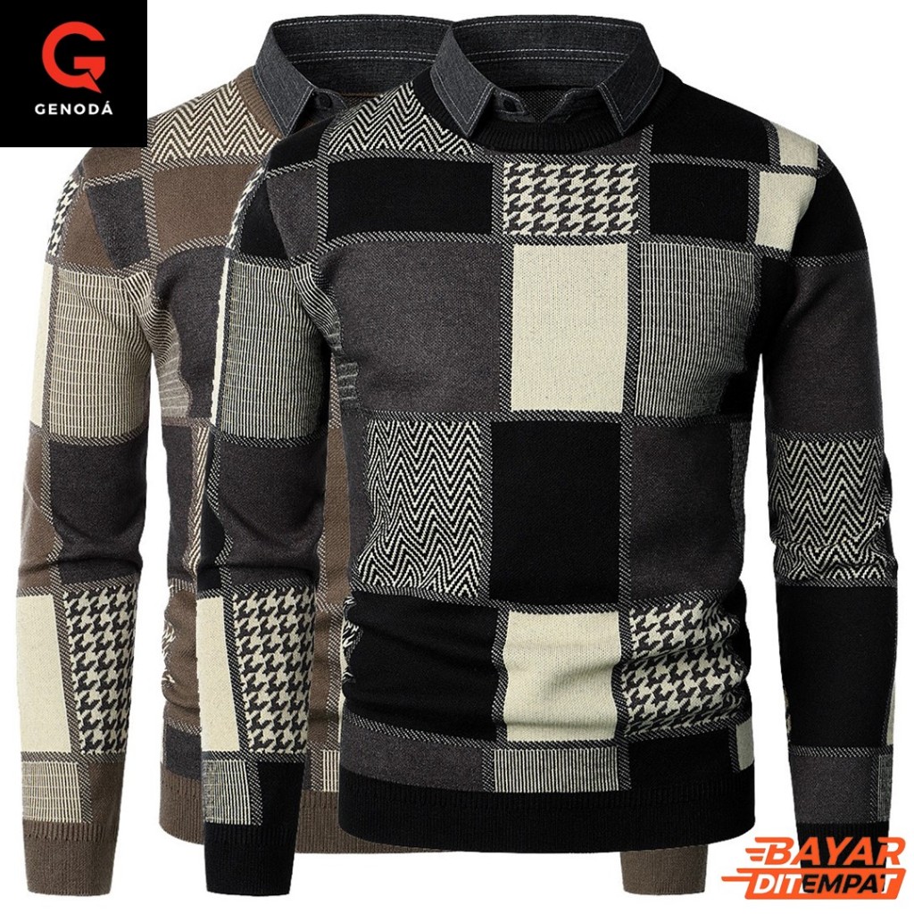 Jual Sweater Rajut Pria Chris Rajutan Cowok Dewasa Keren Motif Unik ...