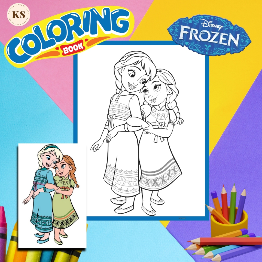 Jual FROZEN Coloring Worksheet Coloring Page Sketsa Gambar Elsa Anna ...