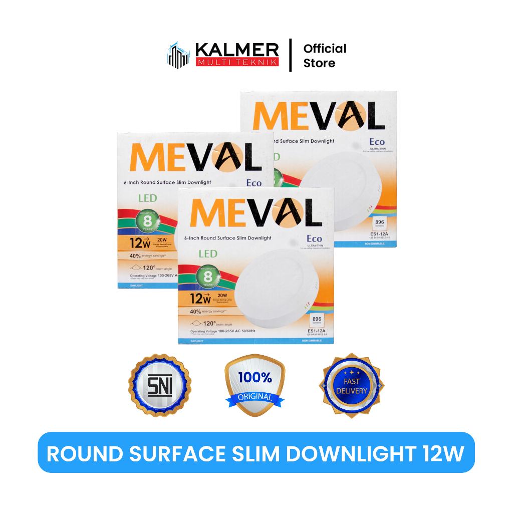 Jual LED Slim Downlight Surface 6" 12W - Round - Putih MEVAL / Led ...