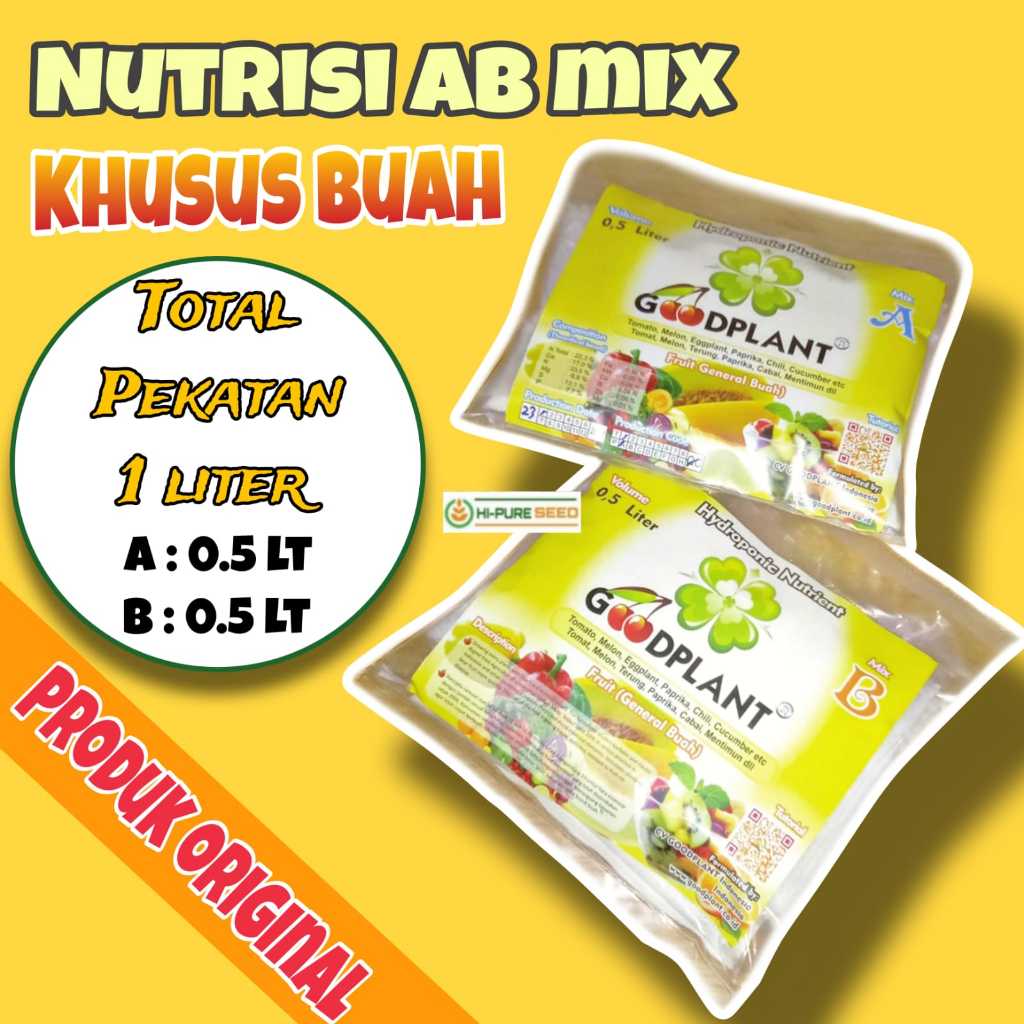Jual Nutrisi Pupuk Hidroponik AB Mix KHUSUS BUAH Merk GOODPLANT Untuk ...