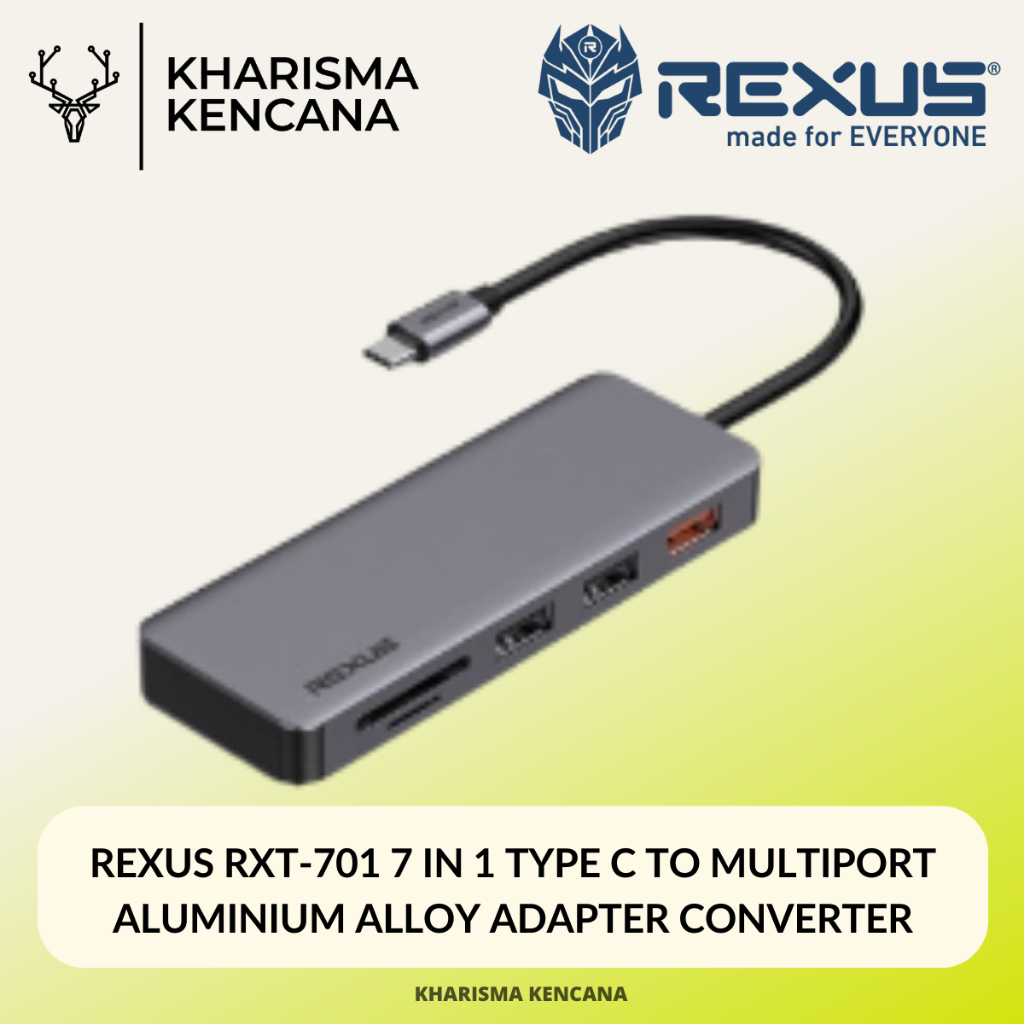 Jual REXUS RXT-701 7 IN 1 TYPE C TO MULTIPORT ALUMINIUM ALLOY ADAPTER ...
