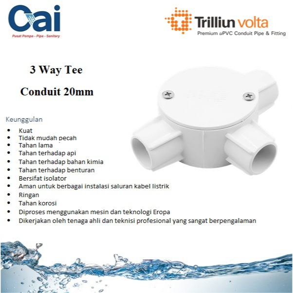 Jual Fitting Pipa uPVC Conduit Trilliun Volta 3 Way Tee 20 mm - T Dus | Shopee Indonesia