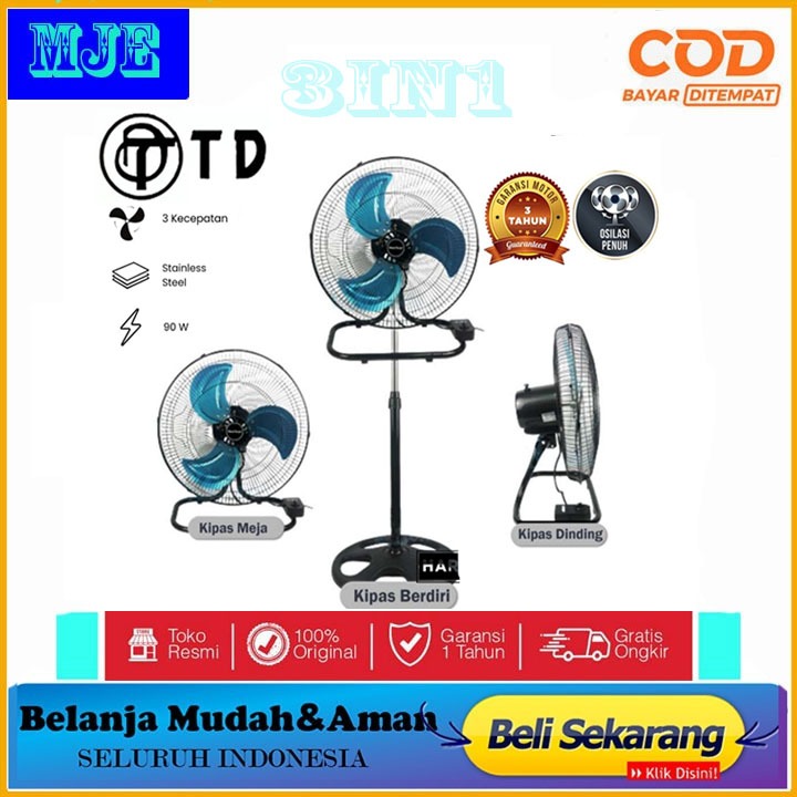 Jual Kipas angin besi tornado 3in1 TD 18 inch bisa berdiri,bisa di atas ...