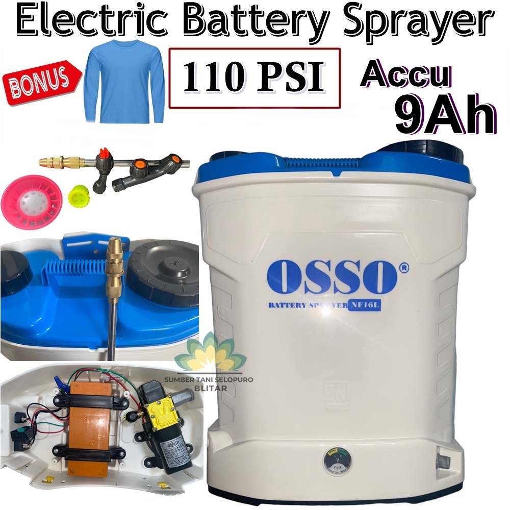 Jual Sprayer Elektrik OSSO 16 Liter 9Ah Tangki Sprayer Hama Semprot ...