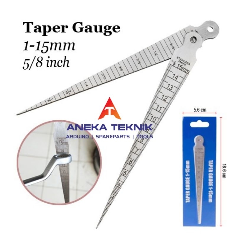 Jual Taper Gauge 1-15mm Alat Ukur Diameter Lubang Penggaris Lancip ...