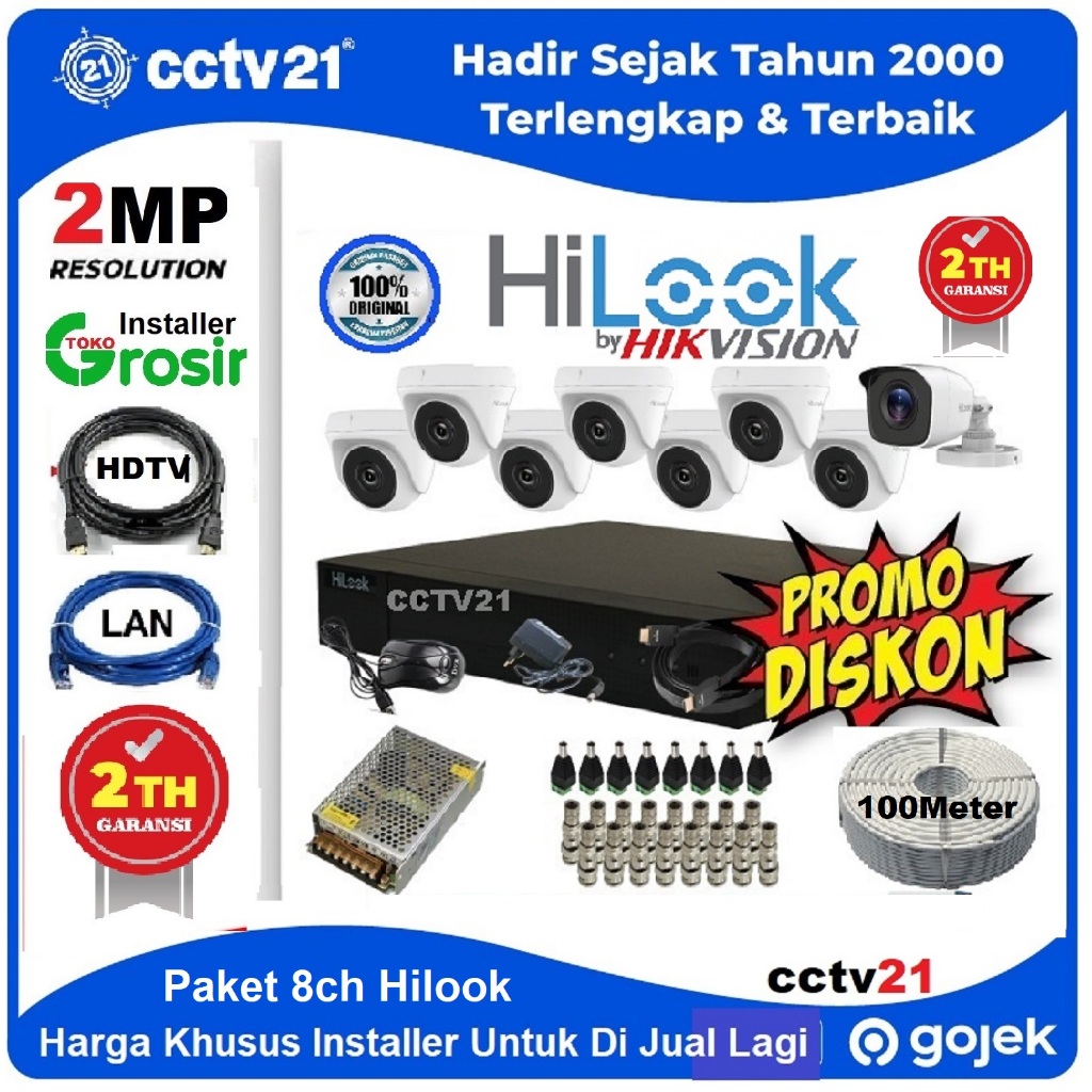 Jual PAKET 8 KAMERA / Camera cctv HILOOK (by Hik Vision) 2MP DVR ...