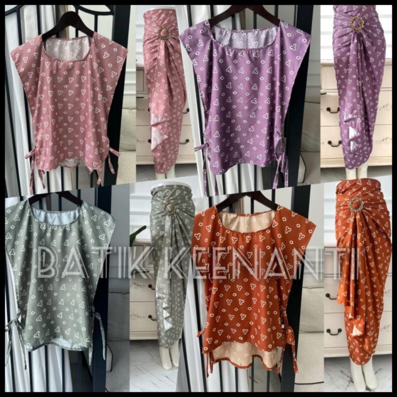 Jual one set vest batik jumputan/ vest batik/ rok lilit free gesper ...