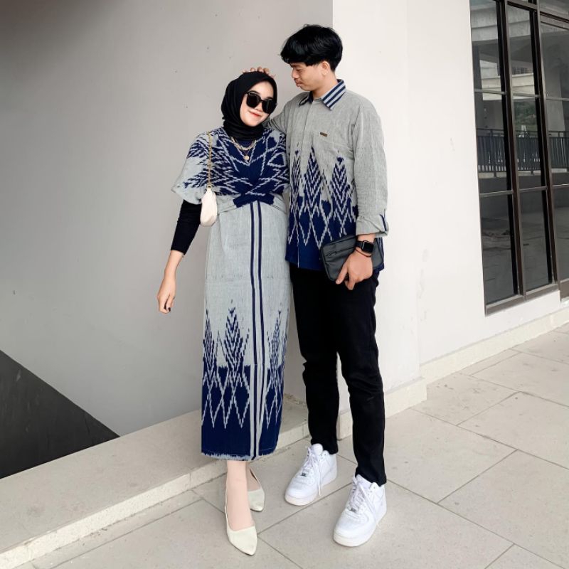 Jual SET COUPLE BAJU TENUN ETNIK CLARA DRESS TERBARU, BAJU KANTOR BAJU ...