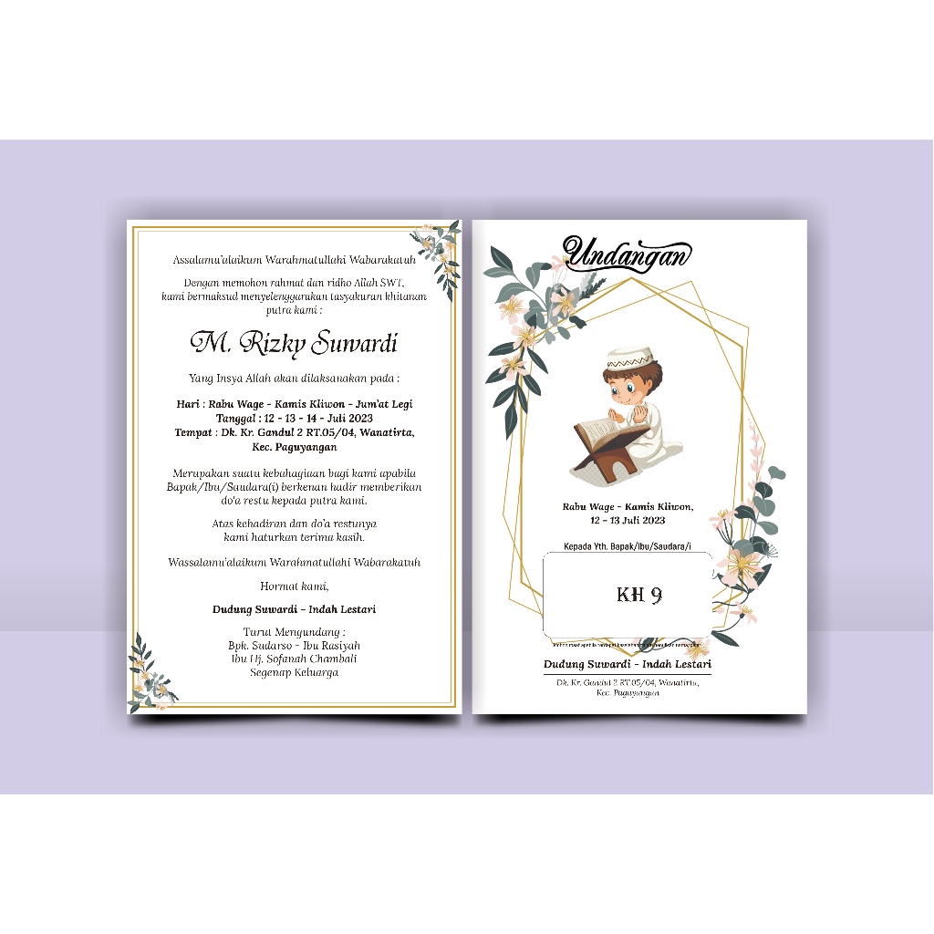 Jual Undangan Khitan 1 lembar bolak balik | Shopee Indonesia