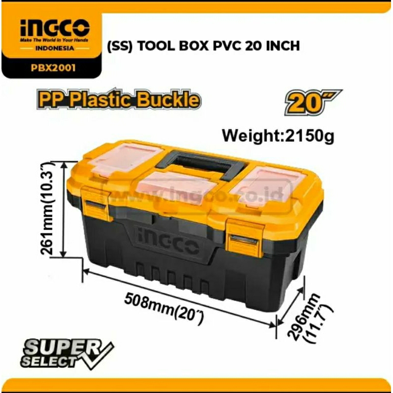 Jual INGCO Tool Box PVC 20inch PBX2001 | Shopee Indonesia