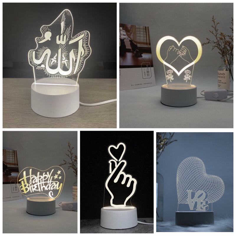Jual LAMPU LED 3D ACRYLIC 3 WARNA | Shopee Indonesia