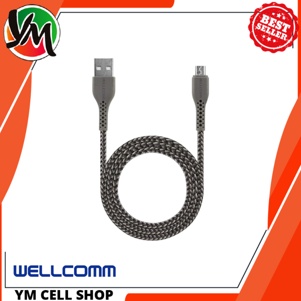 Jual KABEL DATA WELLCOMM TOPLES 1M NYLON MICRO | Shopee Indonesia