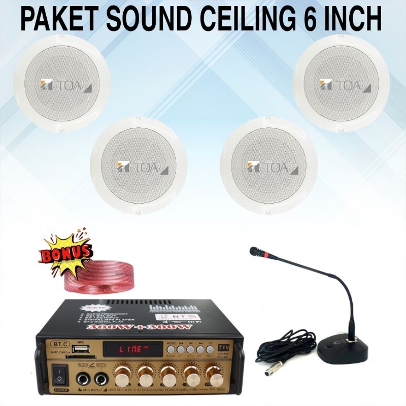 Jual PAKET SOUND SPEAKER CEILING PLAFON 4 SPEAKER + MIC MEJA PAKET ...