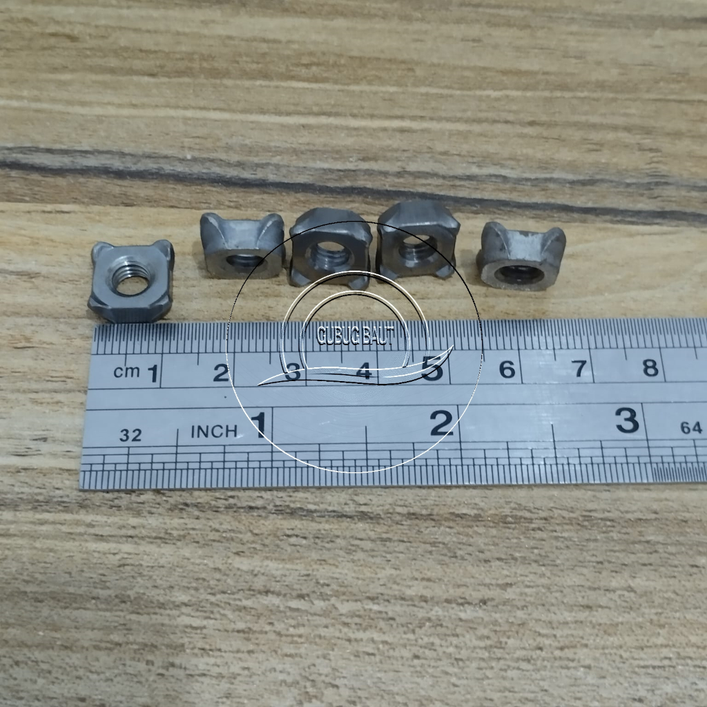 Jual Mur Las M6 Mur Kotak Welding Nut drat 1.0 besi mentah baut baud 10 ...