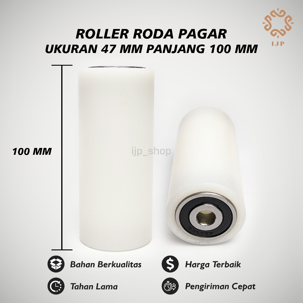 Jual Roller Roda Nylon Roller Ukuran 47 mm Panjang 100 mm Pintu Pagar ...