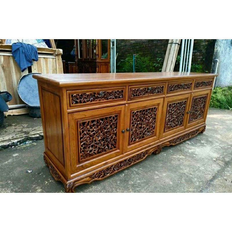 Jual Meja Buffet Kayu Jati Model Palembang Panjang 2,5 Meter | Shopee ...
