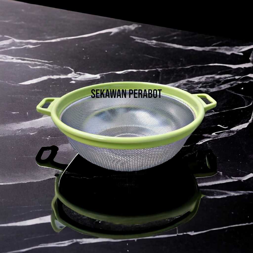 Jual WAKUL SARINGAN STAINLESS GAGANG PLASTIK 27 CM MODECO BAKUL JARING ...