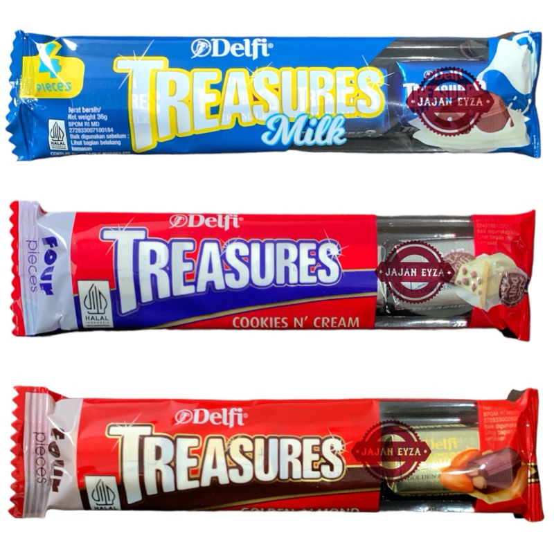 Jual cokelat delfi treasures | cookies cream | almond | milk chocolate ...