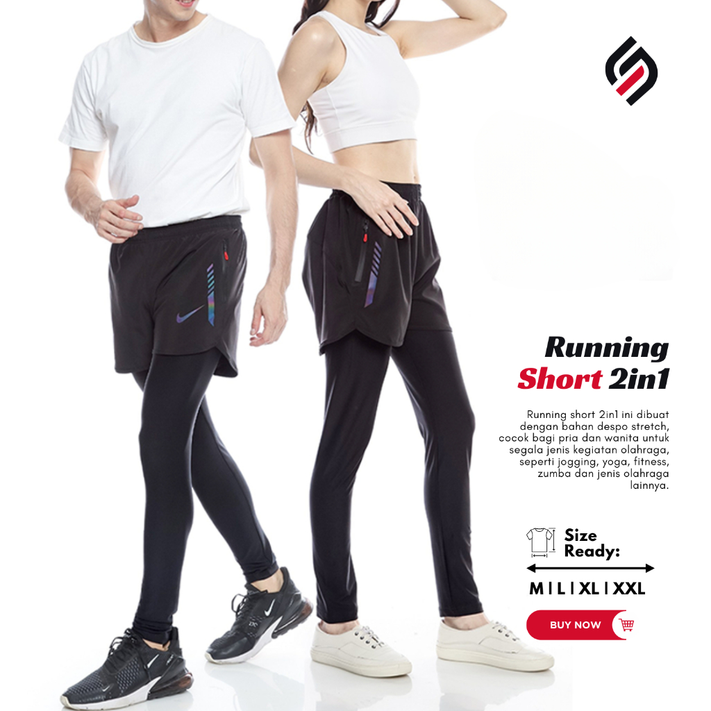 Jual CELANA PENDEK GYM 2IN1 ORIGINAL PRIA DAN WANITA MICRO LEGGING ...