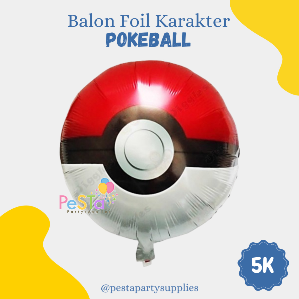 Jual Balon Foil Karakter Tema Pokemon Pokeball_Pokeball Pokemon Balloon ...