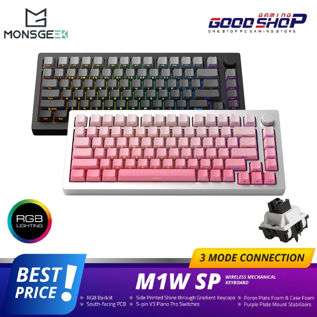 Jual Monsgeek M1W Prebulit Side Printed 75% Layout Mechanical Keyboard ...