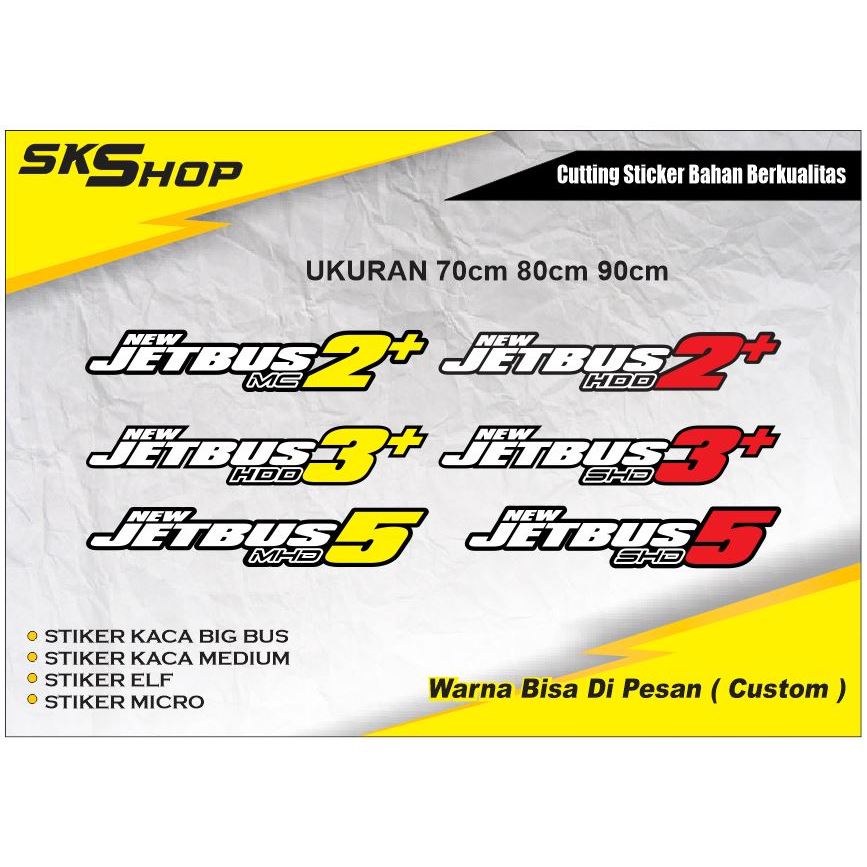 Jual stiker jetbus 2 3 dan 5 bus ukuran 90CM 80CM 70CM BIG BUS MEDIUM ...