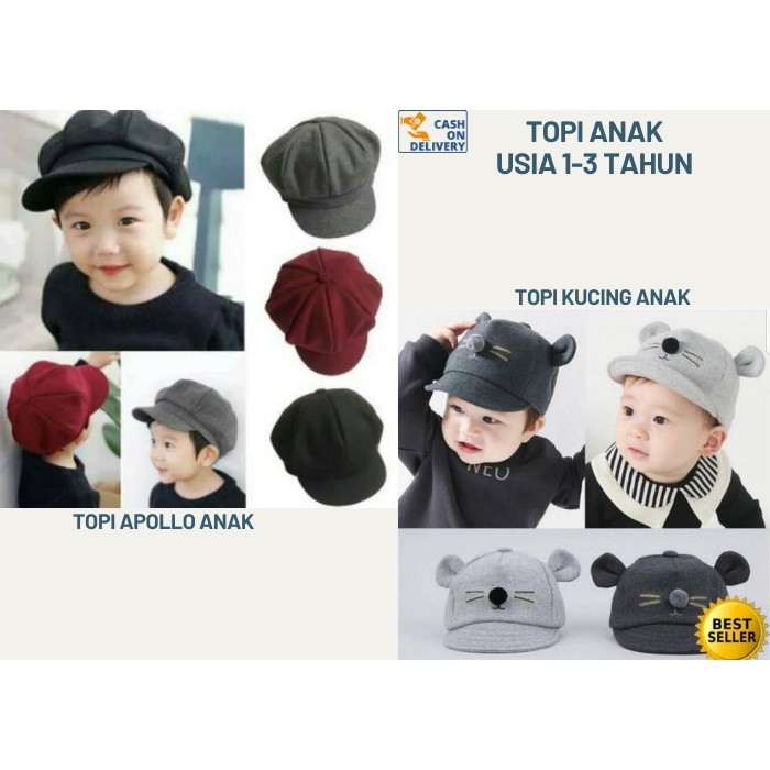 Jual Topi Anak / Balita Apollo dan Topi Anak Karakter Kucing Usia 1 ...