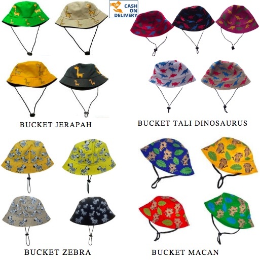 Jual Bucket Hat Tali Usia Anak1-8 Tahun Karakter Sablon Jerapah / Zebra ...