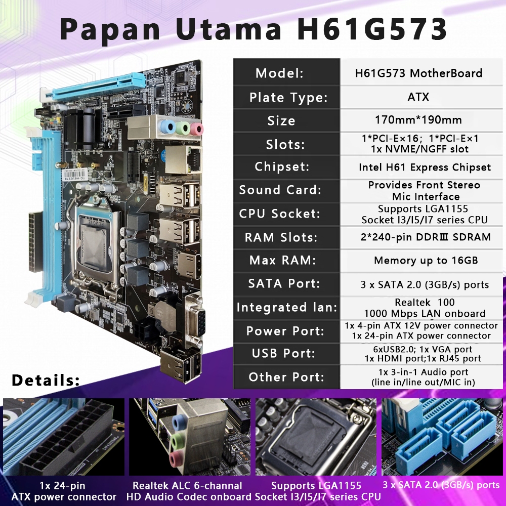 Jual AISURIX Motherboard Colorful H81M-K PLUS V23B (LGA1150, H81, DDR3 ...