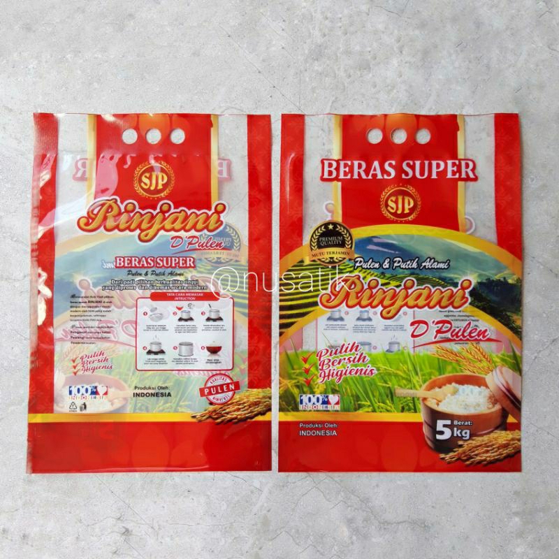 Jual 100lembar kemasan plastik beras laminasi 5kg merek rinjani ...