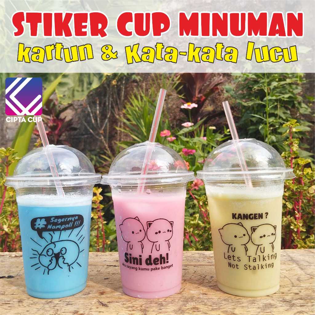 Jual stiker label transparan lucu motivasi baper cup caption KATA KATA ...