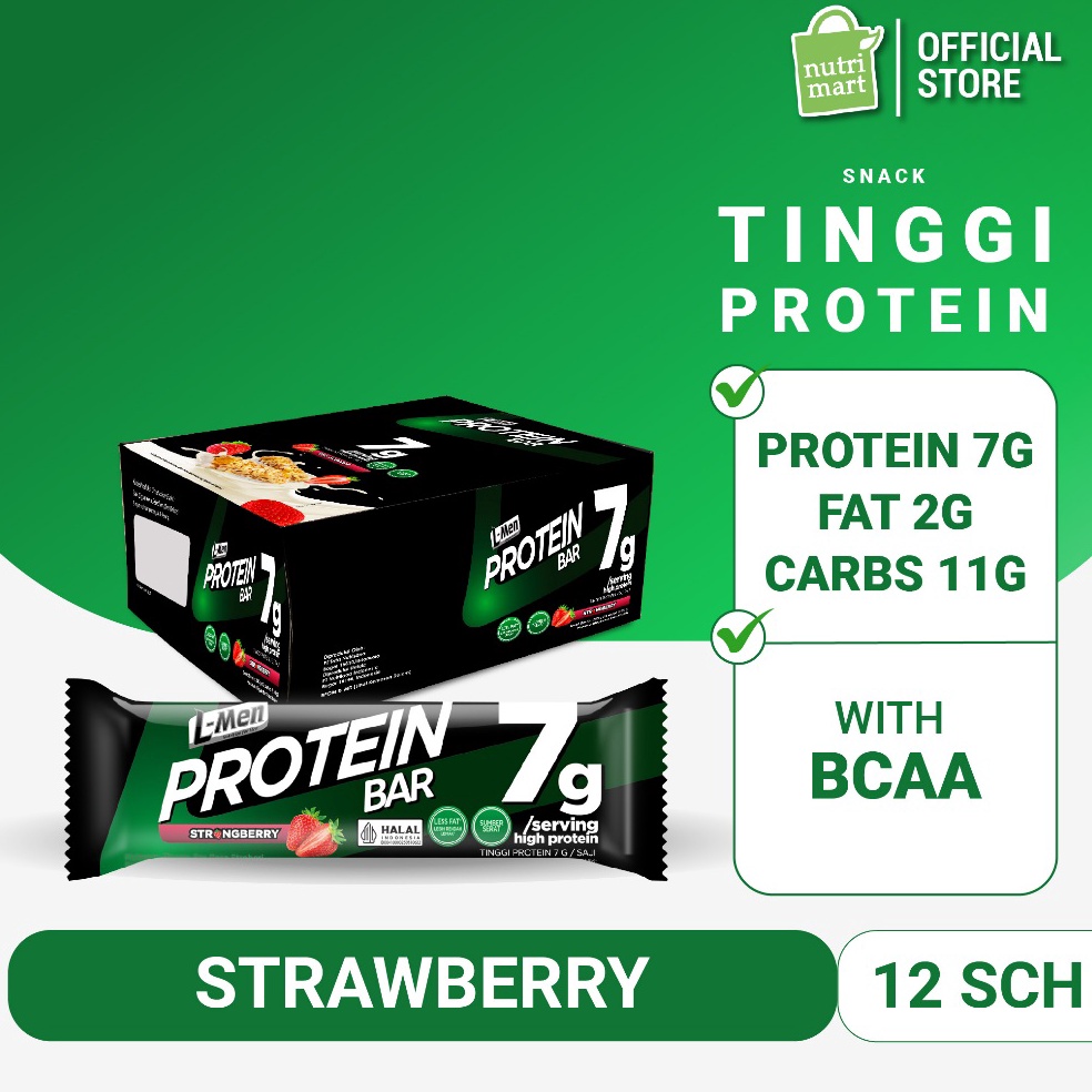 Jual Mau Hemat LMen Protein Bar Strongberry 12 Sachet Camilan Rendah ...