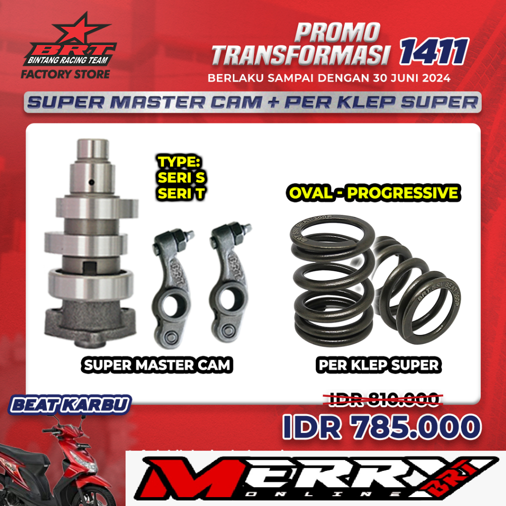 Jual Master Cam RRA & Per Klep BRT Noken as Beat Karbu Spacy Scoopy KVY ...