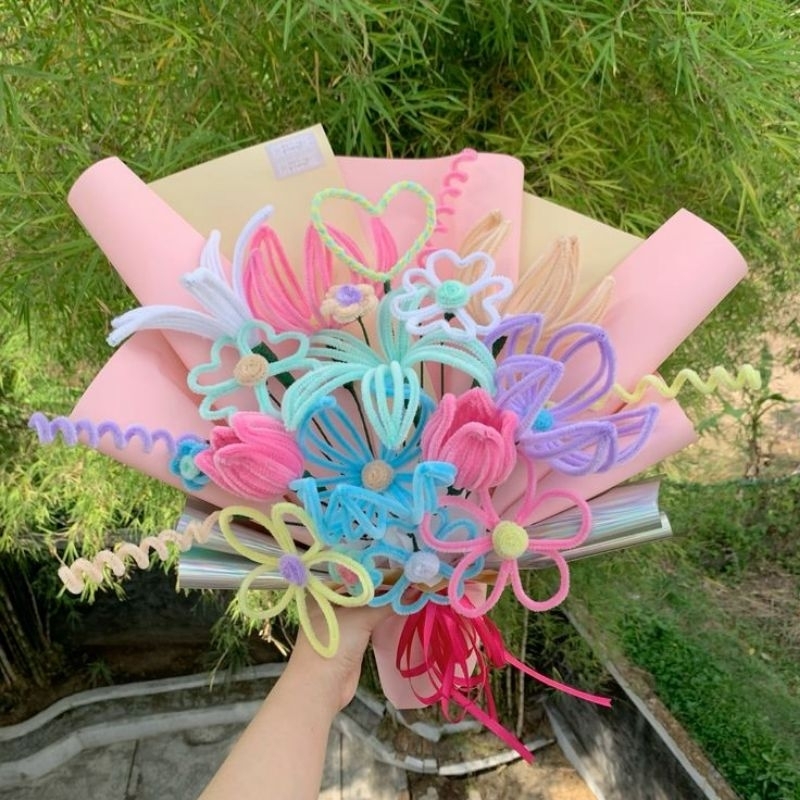 Jual bunga isian buket satuan dari kawat bulu mercy pipe cleaner ...