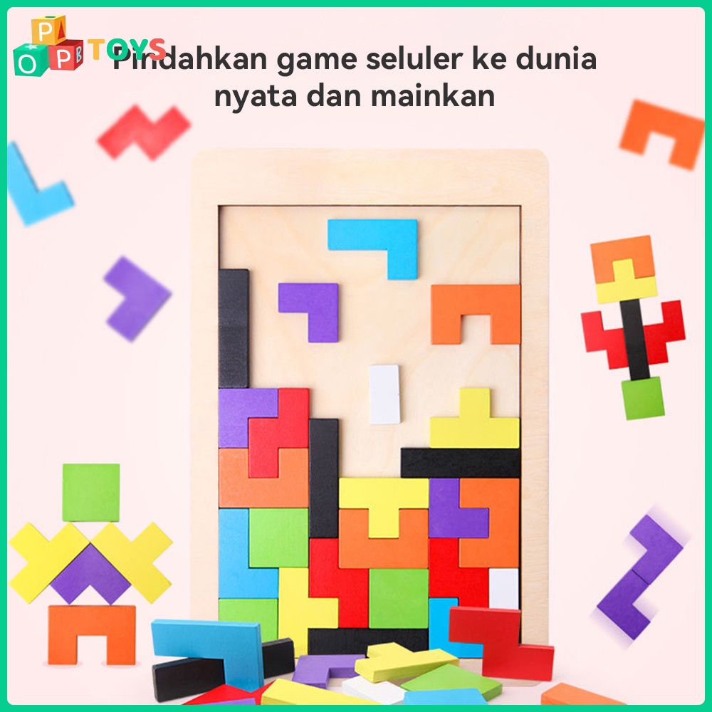 Jual POPTOYS Mainan Puzzle Kayu Tetris Mainan Edukasi Anak | Shopee ...