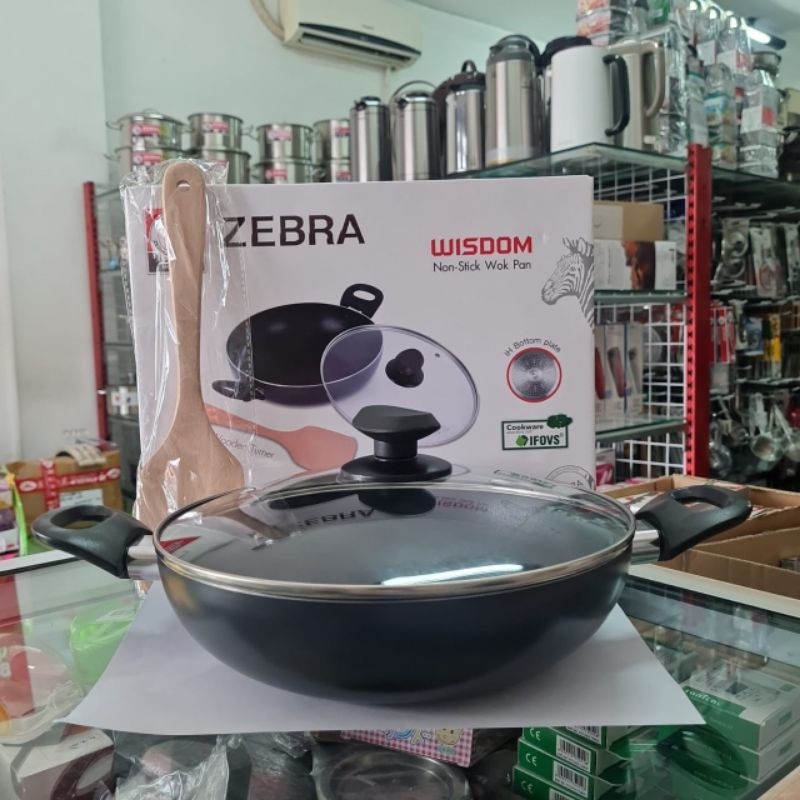 Jual 174643 Non Stick Wok Pan Wisdom 26cm, Glass Lid, Wooden Turner ...